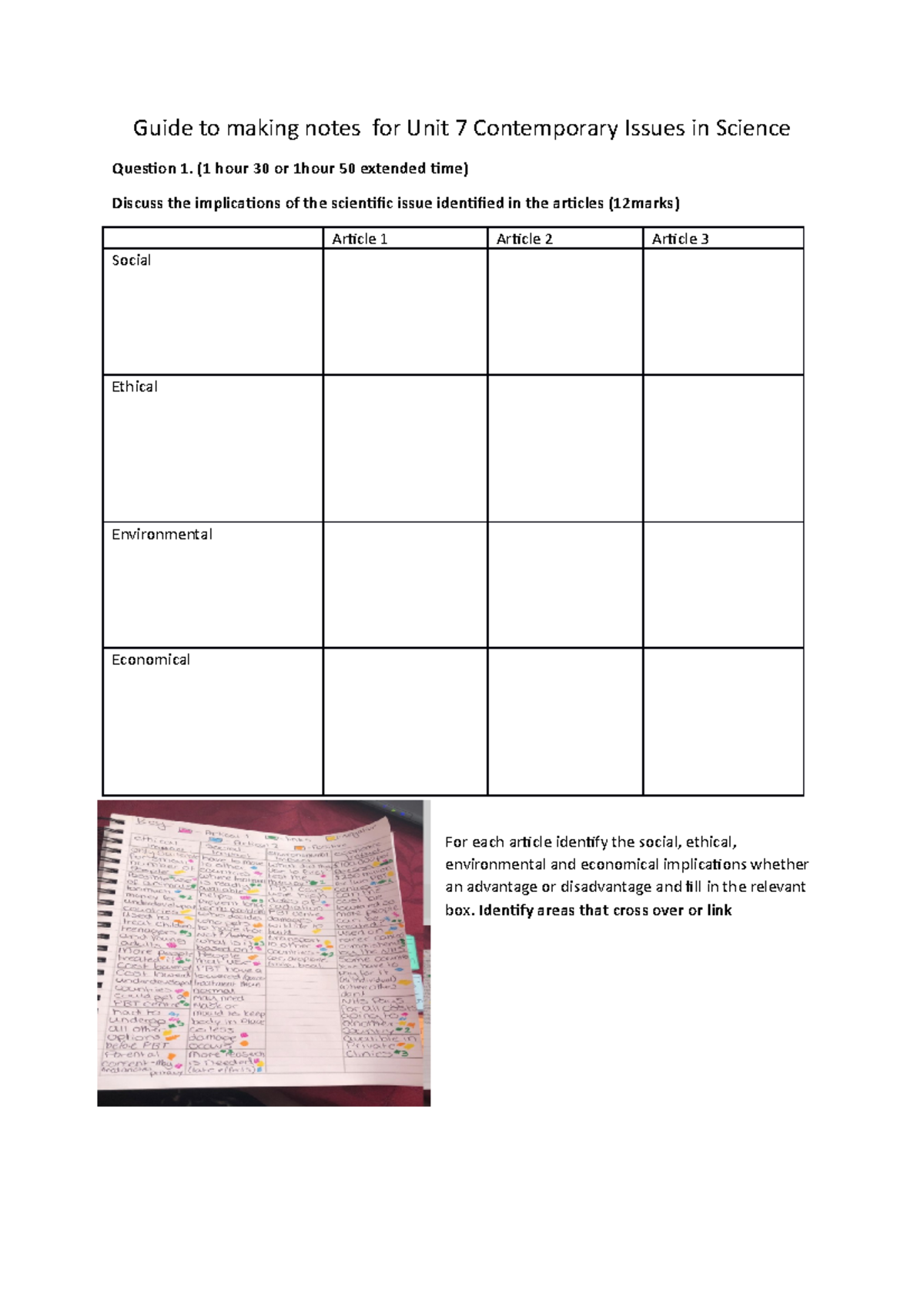 Guide to making notes for Unit 7 Contemporary Issues in Science - (1 ...
