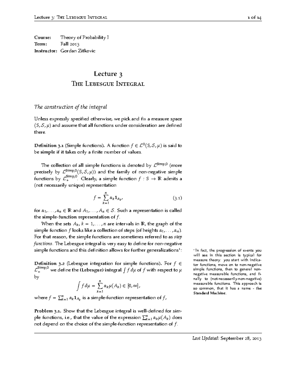 Lebesgue integration - Mathematics for Economists III (EES 300 ...
