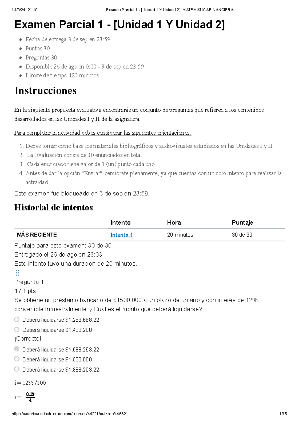 Examen Parcial 1 - [Unidad 1 Y Unidad 2] mat financiera - Examen ...