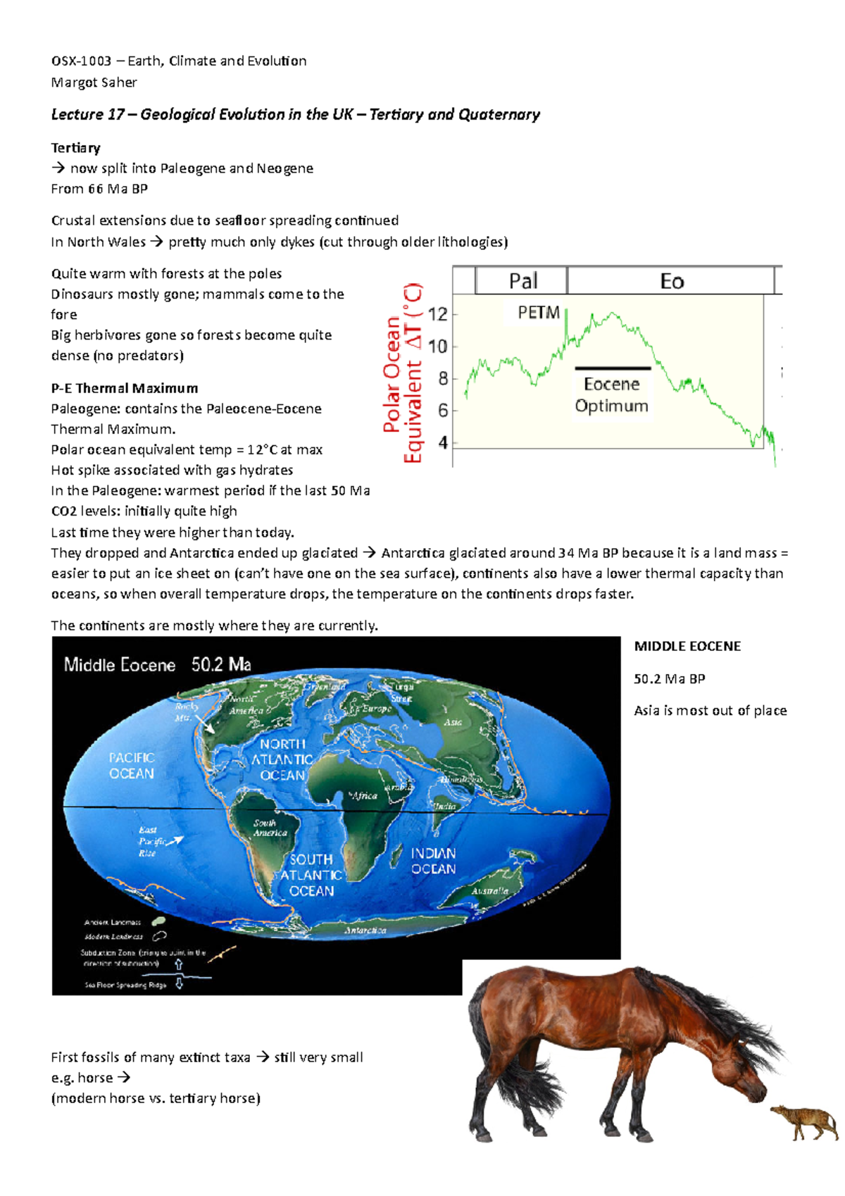 Lecture 17 - Tertiary and Quarternary - OSX-1003 – Earth, Climate and ...
