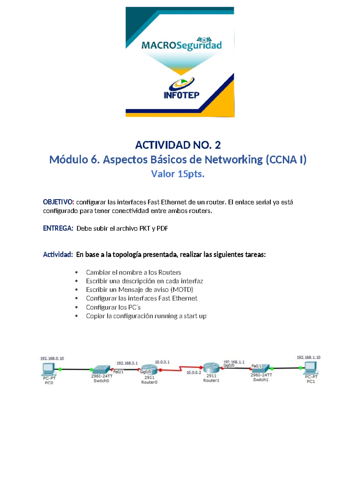 Ejercicio Practico 2 - descripcion - ACTIVIDAD NO. 2 Módulo 6. Aspectos Básicos de Networking ...