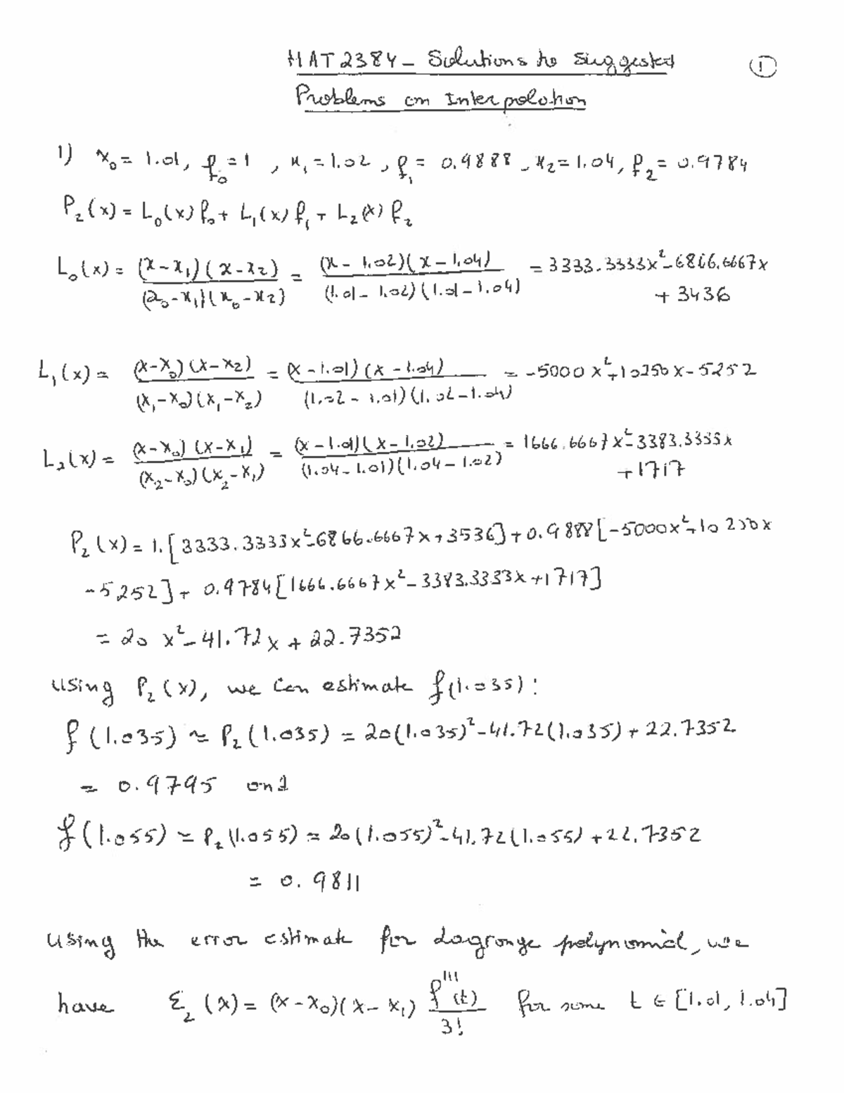 3800b19Interpolationsol - MATH 3800 - Studocu