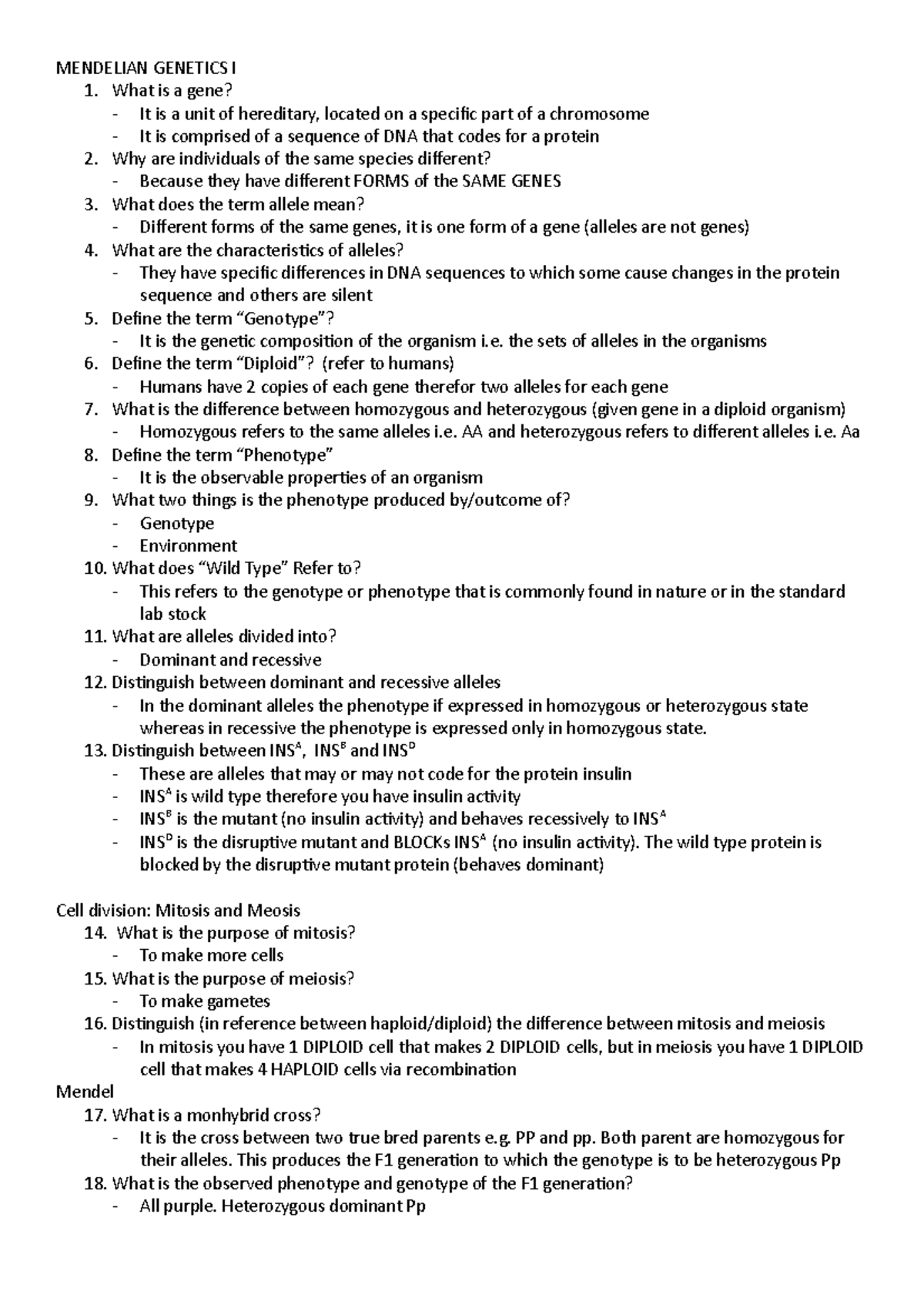 Mendelian Genetics I & II - MENDELIAN GENETICS I What is a gene? It is ...