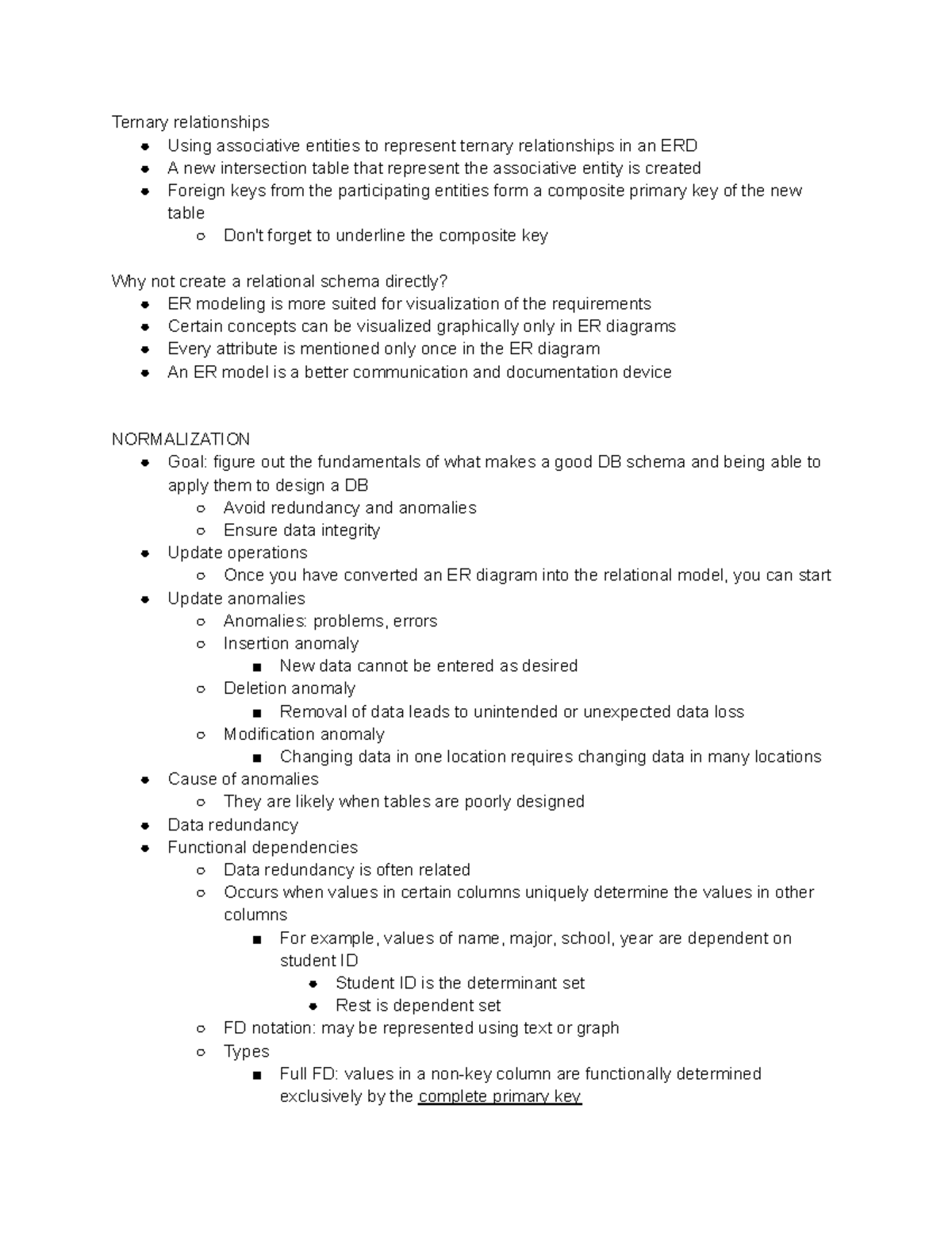 9 14 notes - exam 2 - Ternary relationships Using associative entities ...