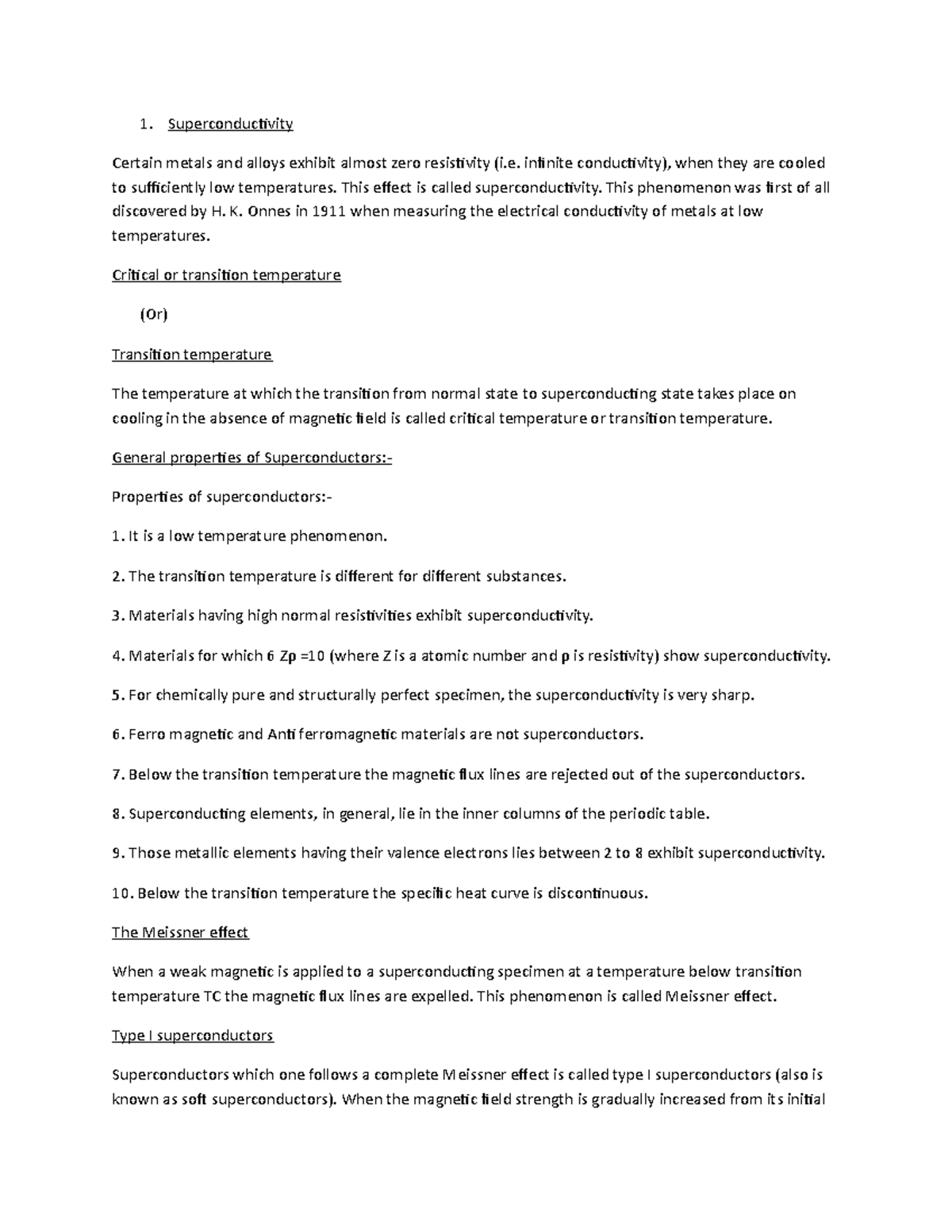 Doc 09 Lecture Note Of Engineering Physics Part 9 Superconductivity Certain Metals And