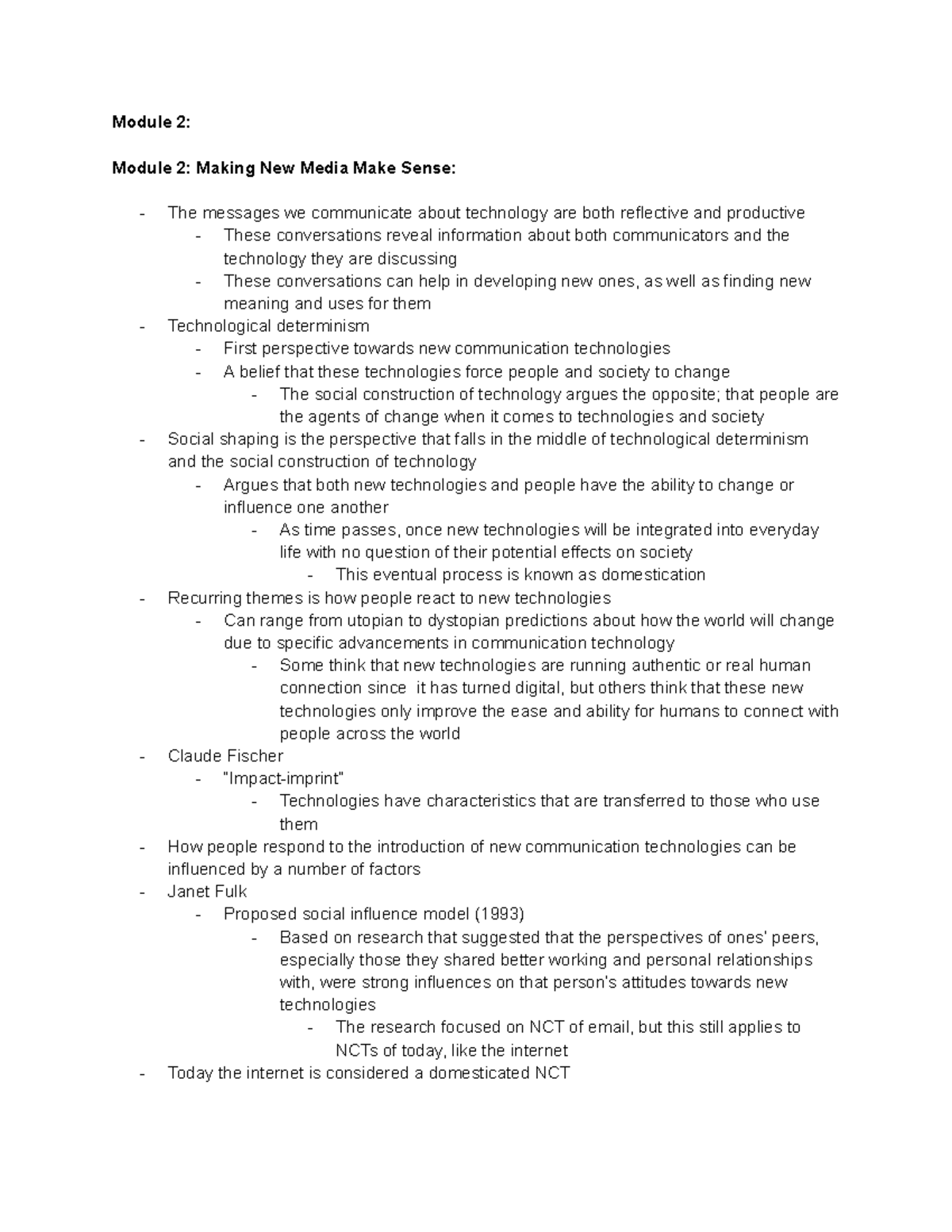 Module 2 Notes - Module 2: Module 2: Making New Media Make Sense: The ...