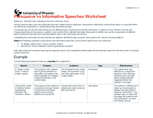 [Solved] An informative speech provides facts about a topic without ...