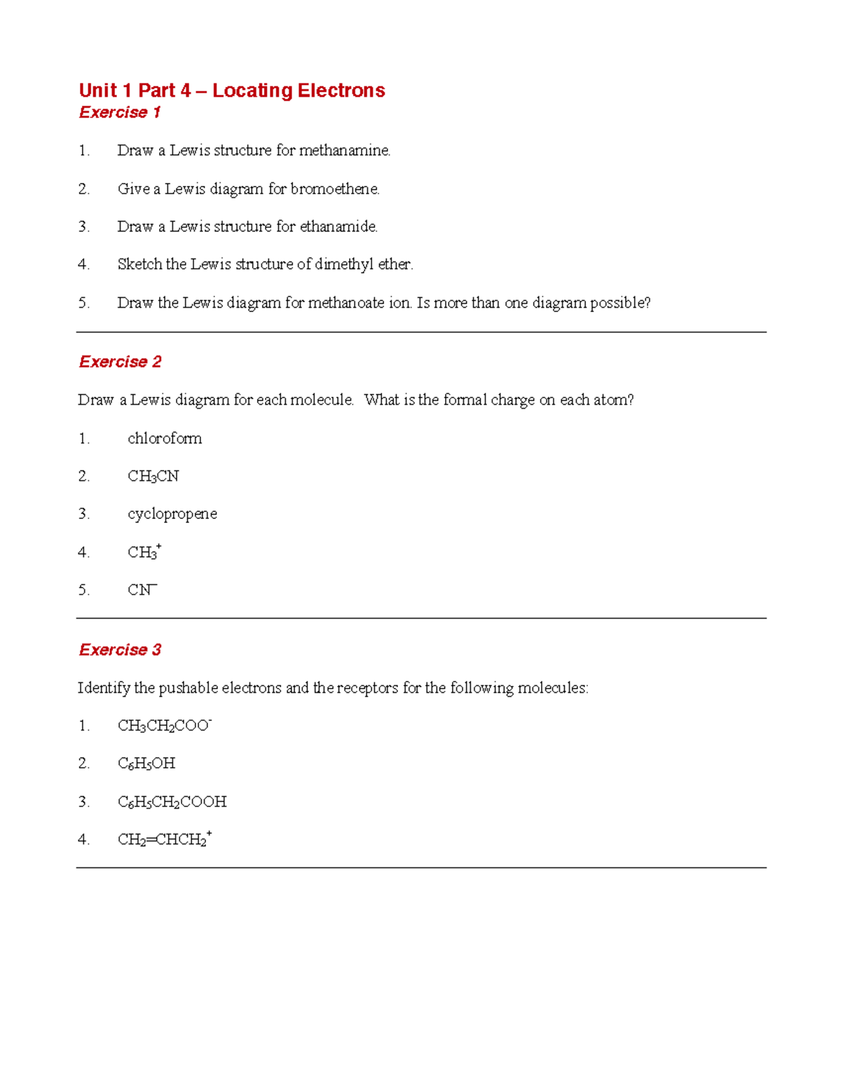 U1P4-Exercises - Unit 1 Exercise - Unit 1 Part 4 – Locating Electrons ...