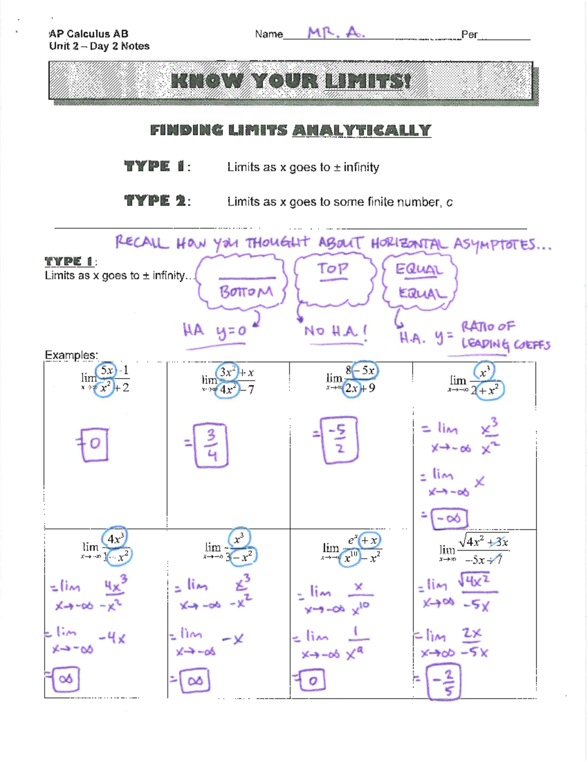 U1D2+-+ Notes+2223+JLA+-+Finding+Limits+Analytically+completed - AP ...