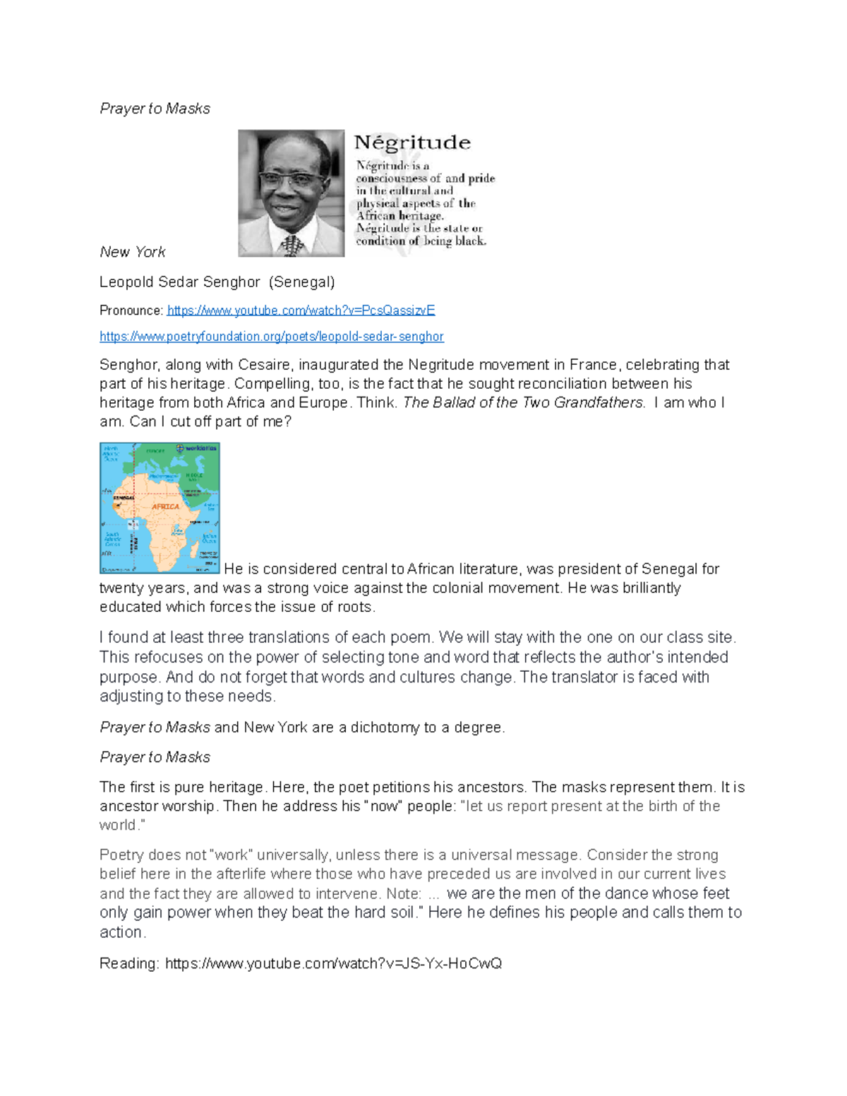 Prayer to Masks New York Lecture (1) - Prayer to Masks New York Leopold ...