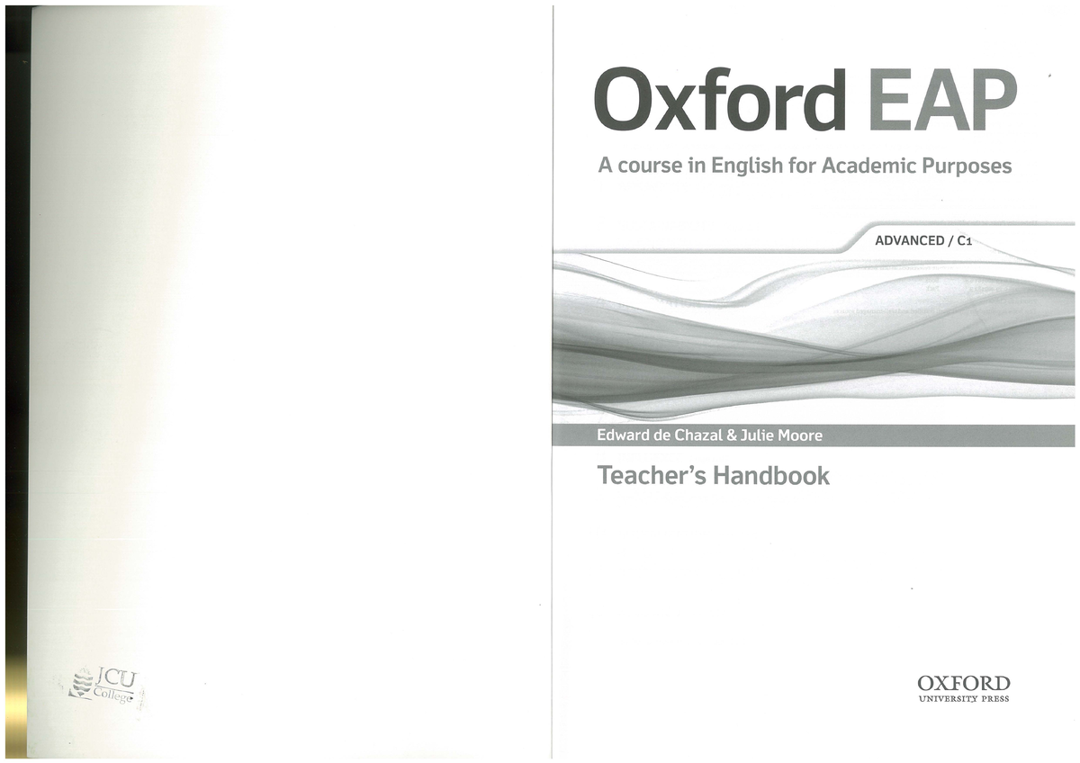 Oxford EAP Advanced C 1 Teachers Book, DVD and Audio CD Pack (Edward de Chazal, Julie Moore ...