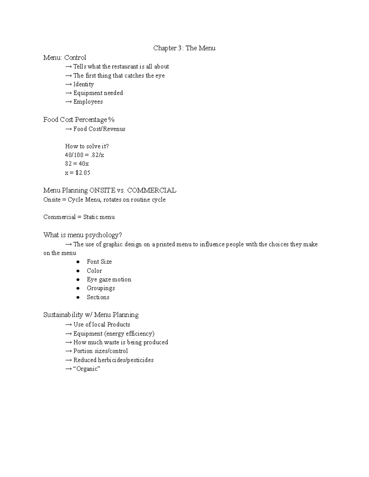 FSN Week 3 Notes Chapter 6 - Google Docs - Chapter 3: The Menu Menu ...