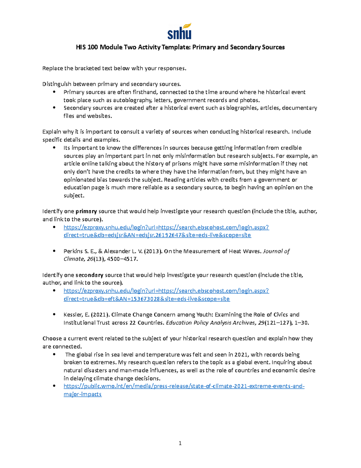 HIS 100 Module Two Activity Sources - HIS 100 Module Two Activity ...