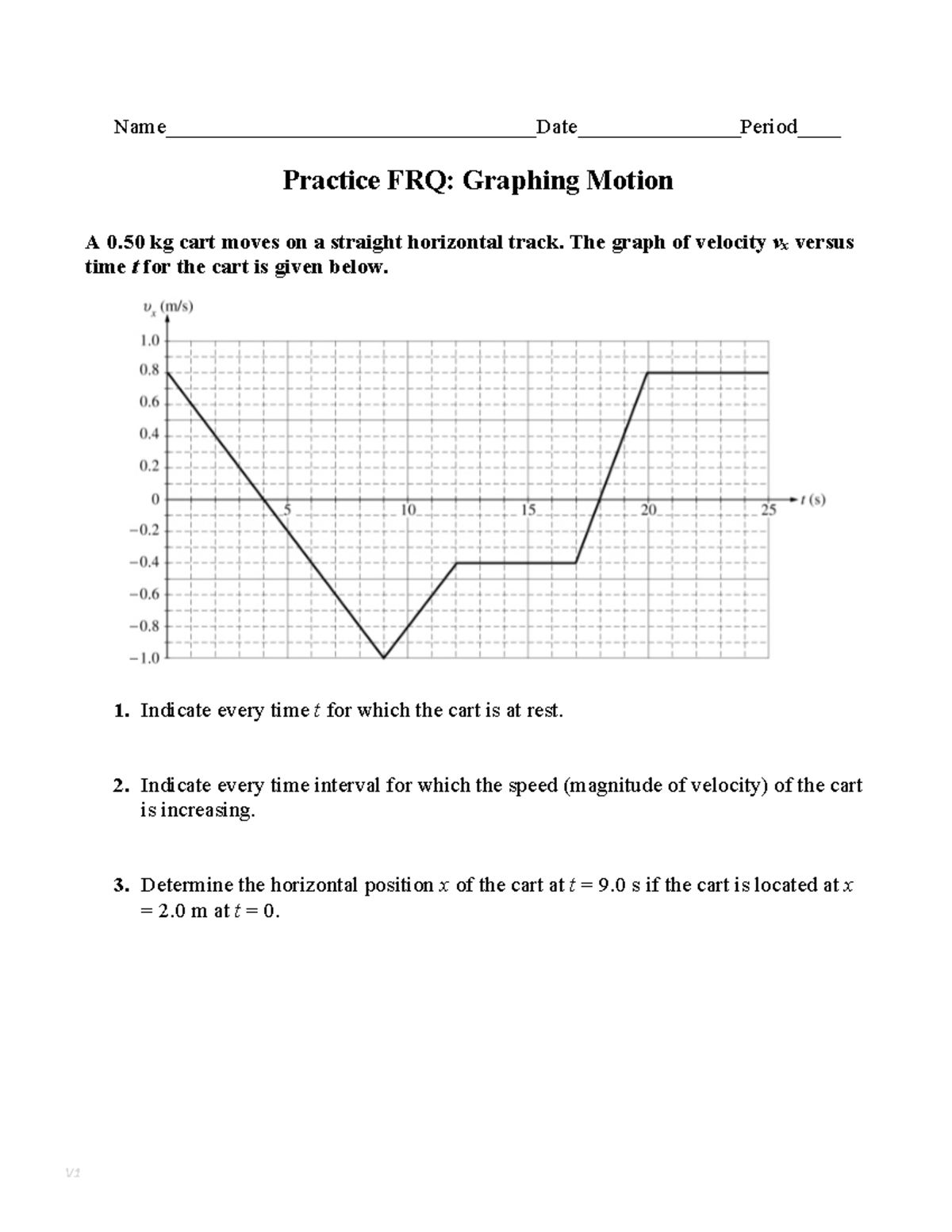 Quiz graphing motion - Name__________________________________Date ...