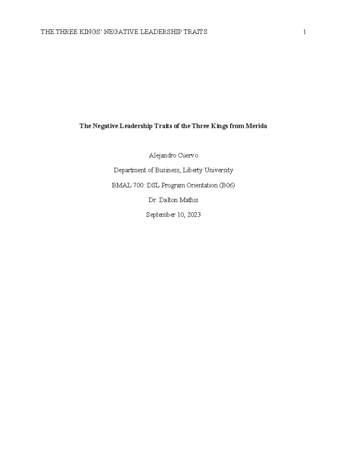 APA 3rd Doctorial Excercise Assignment - The Negative Leadership Traits ...