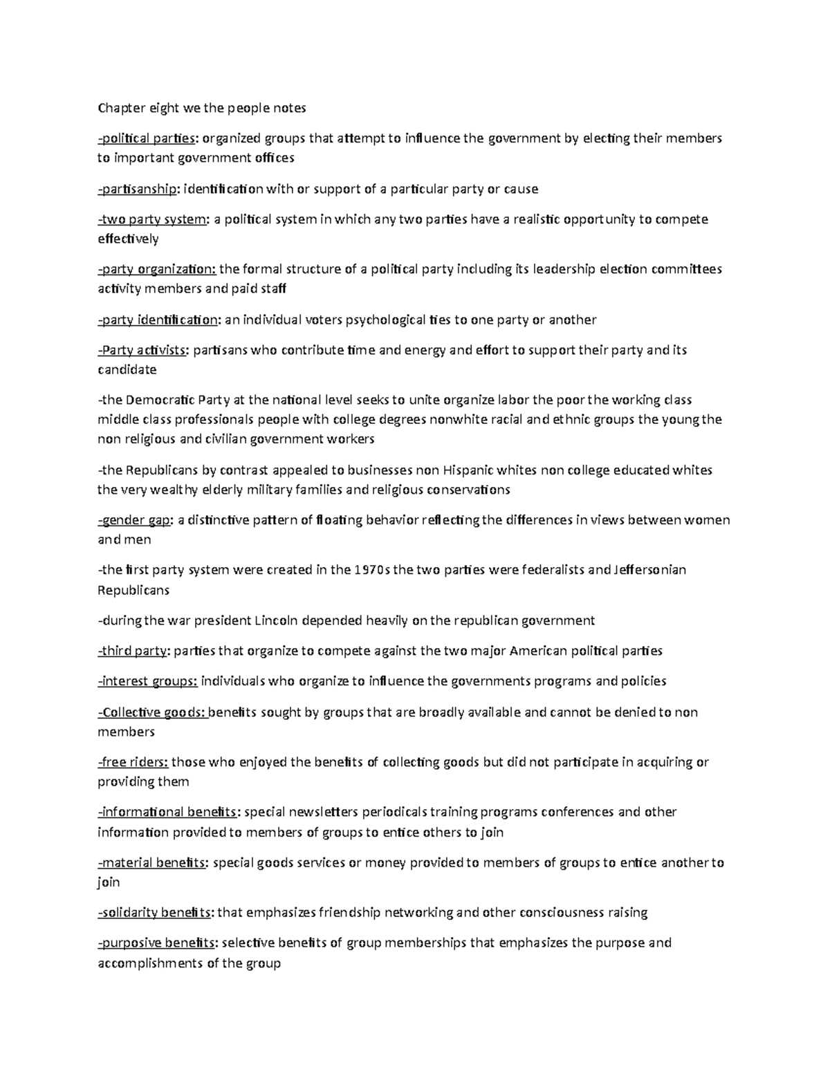 Chapter eight we the people notes - Chapter eight we the people notes ...