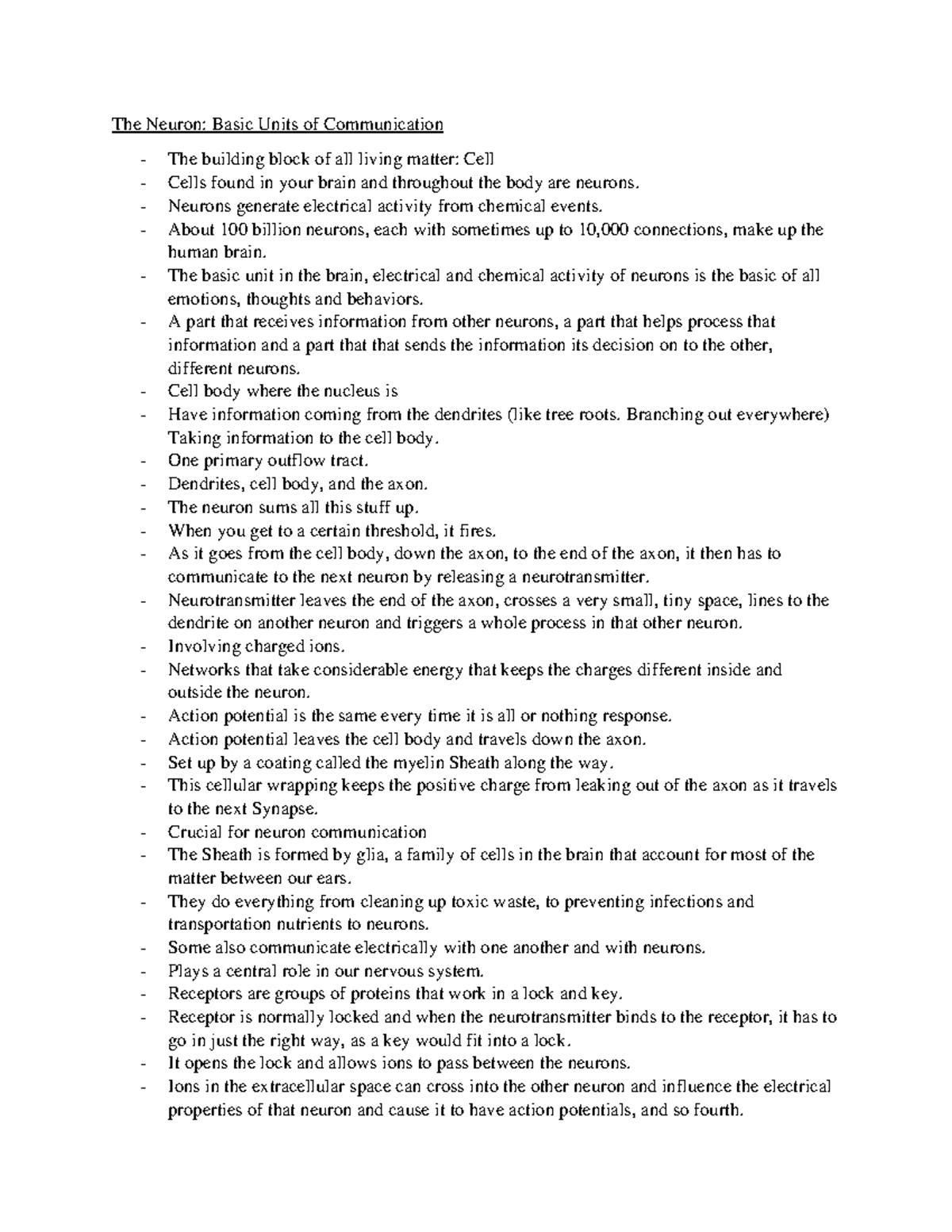 General Psych Notes 2 Chapter 2 - The Neuron: Basic Units of ...