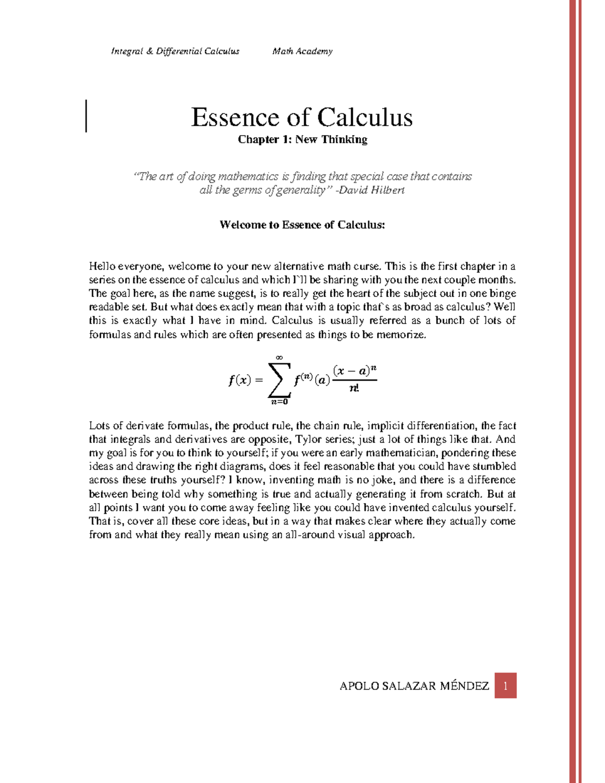 Integral and Differential Calculus Math - Essence of Calculus Chapter 1 ...