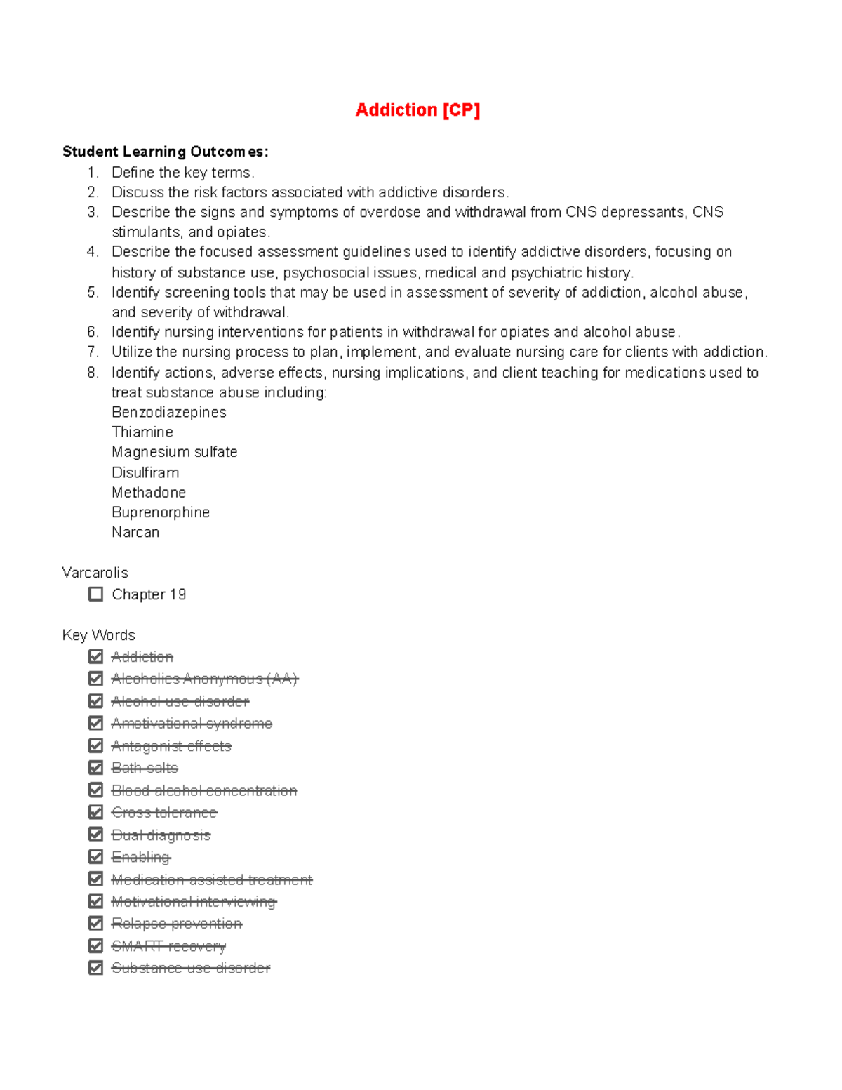 Class 12 SUD and Addiction-2 - Addiction [CP] Student Learning Outcomes ...