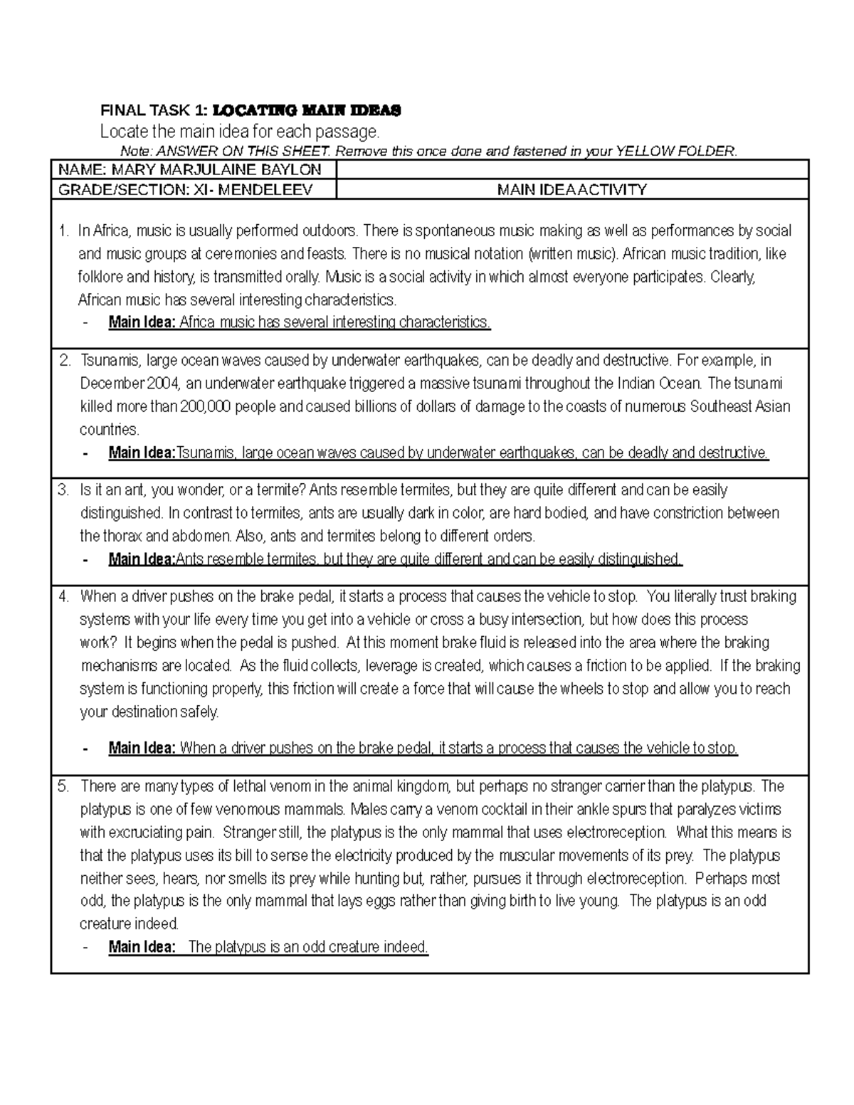 EAPP Locating Main Ideas - FINAL TASK 1: LOCATING MAIN IDEAS Locate the ...