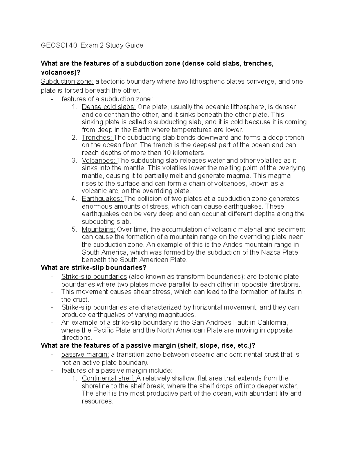 Geosci 40 Exam 2 Study Guide - GEOSCI 40: Exam 2 Study Guide What are ...