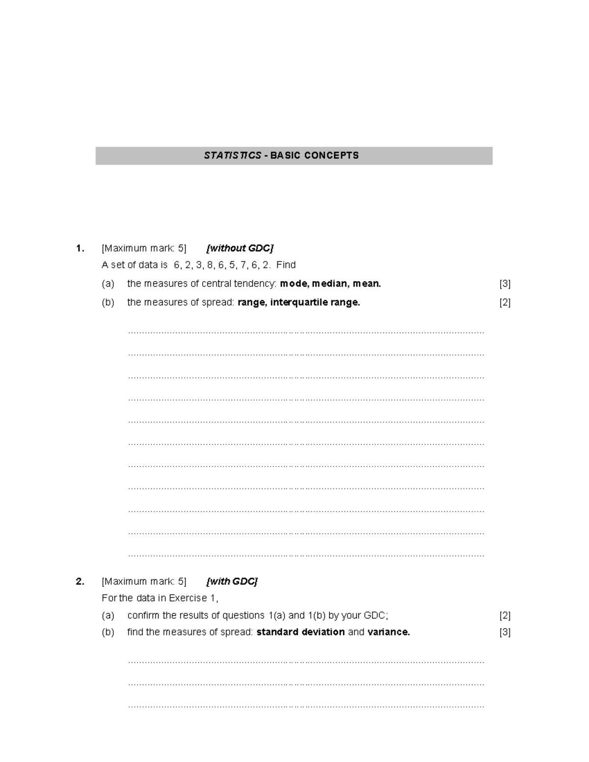 Stat HW3 - fgdfd - INTERNATIONAL BACCALAUREATE Mathematics: analysis ...