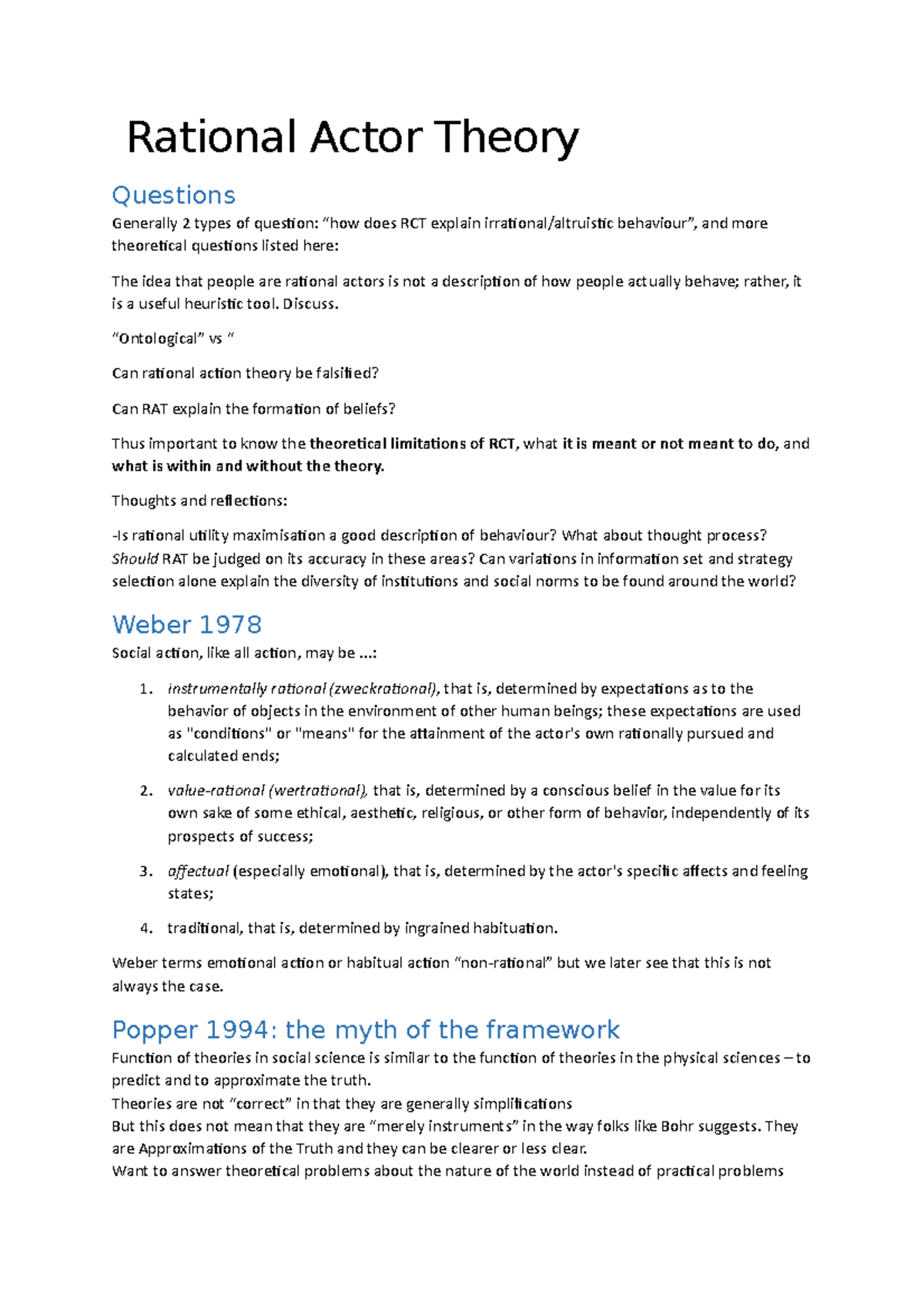 Academic literature summary - Rational Actor Theory - Rational Actor ...