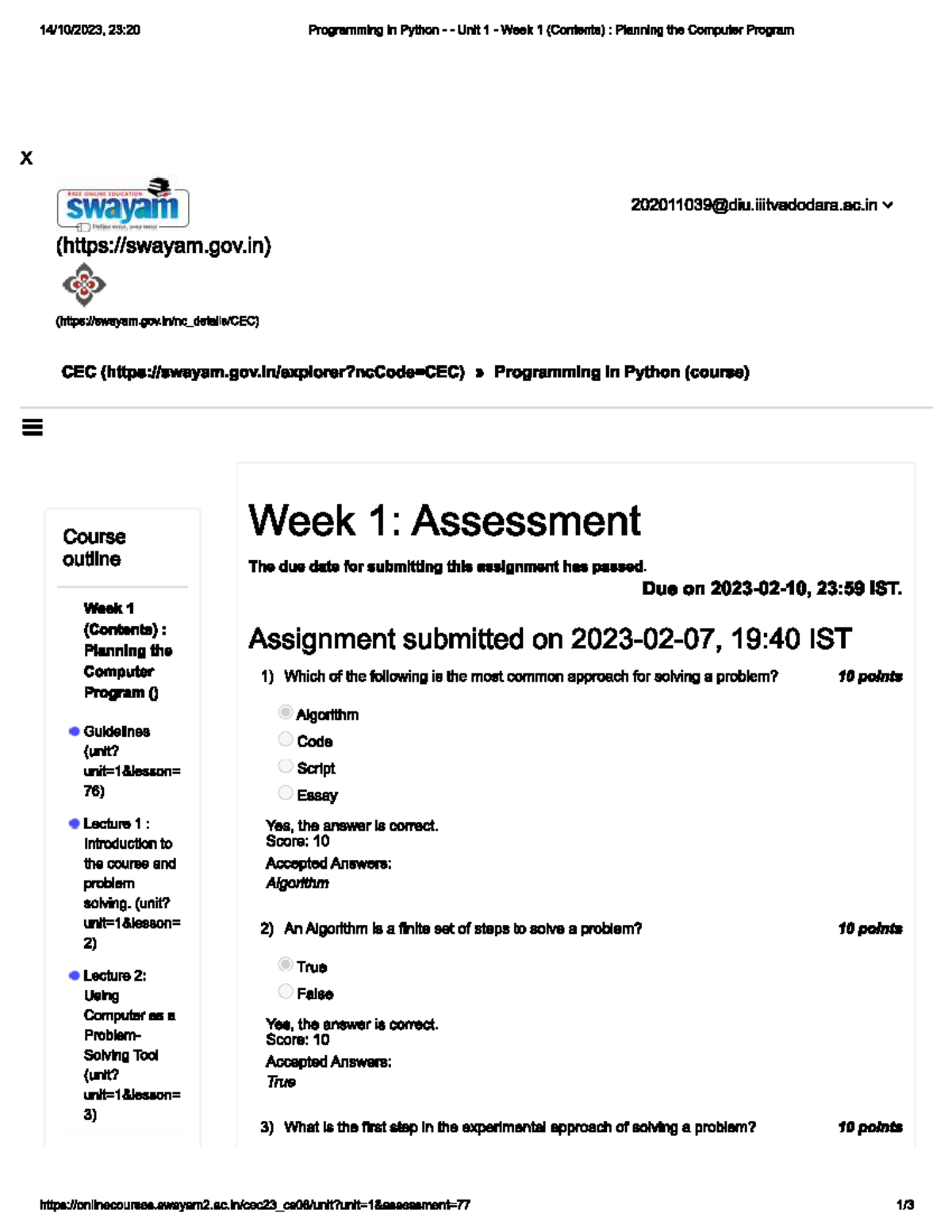Swayam Python - Artificial Intelligence - Studocu