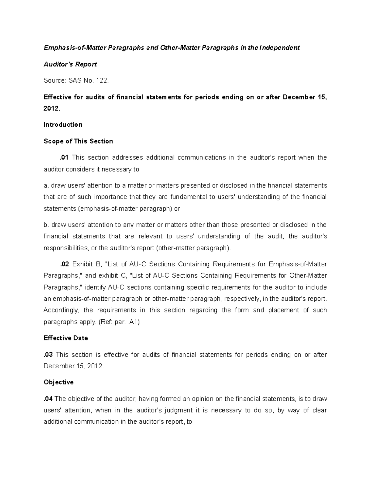 Auditing lectures - Emphasis-of-Matter Paragraphs and Other-Matter ...