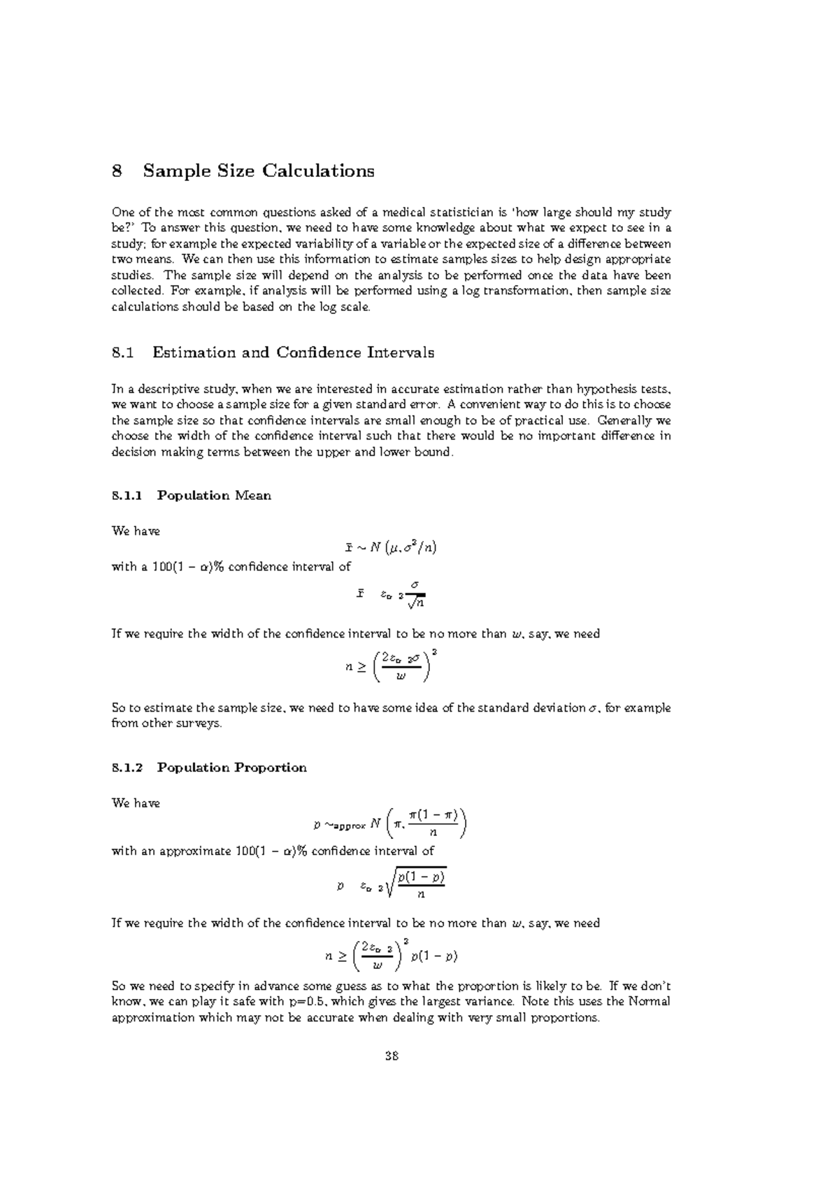 MA30086 2012-2013 Lecture Notes 8 - Sample size calculations - 8 Sample ...