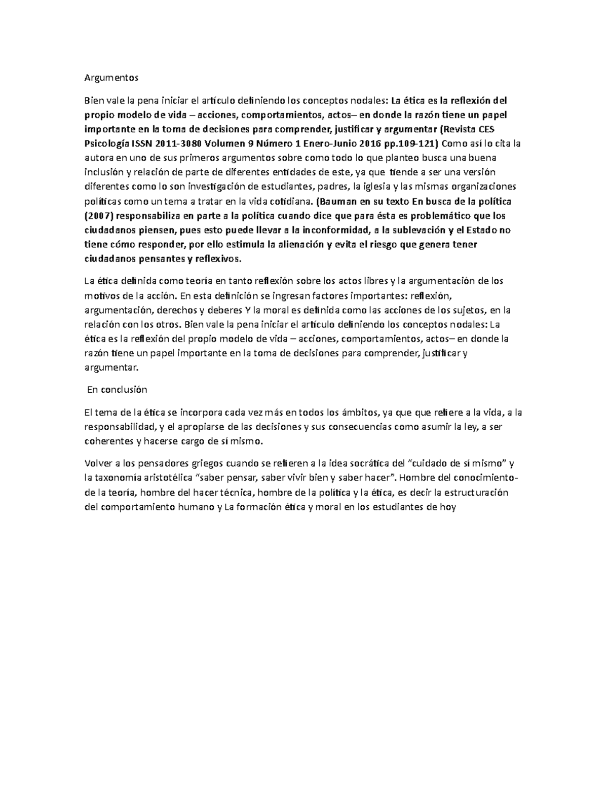 BBB - hecho - Argumentos Bien vale la pena iniciar el artículo definiendo los conceptos nodales ...