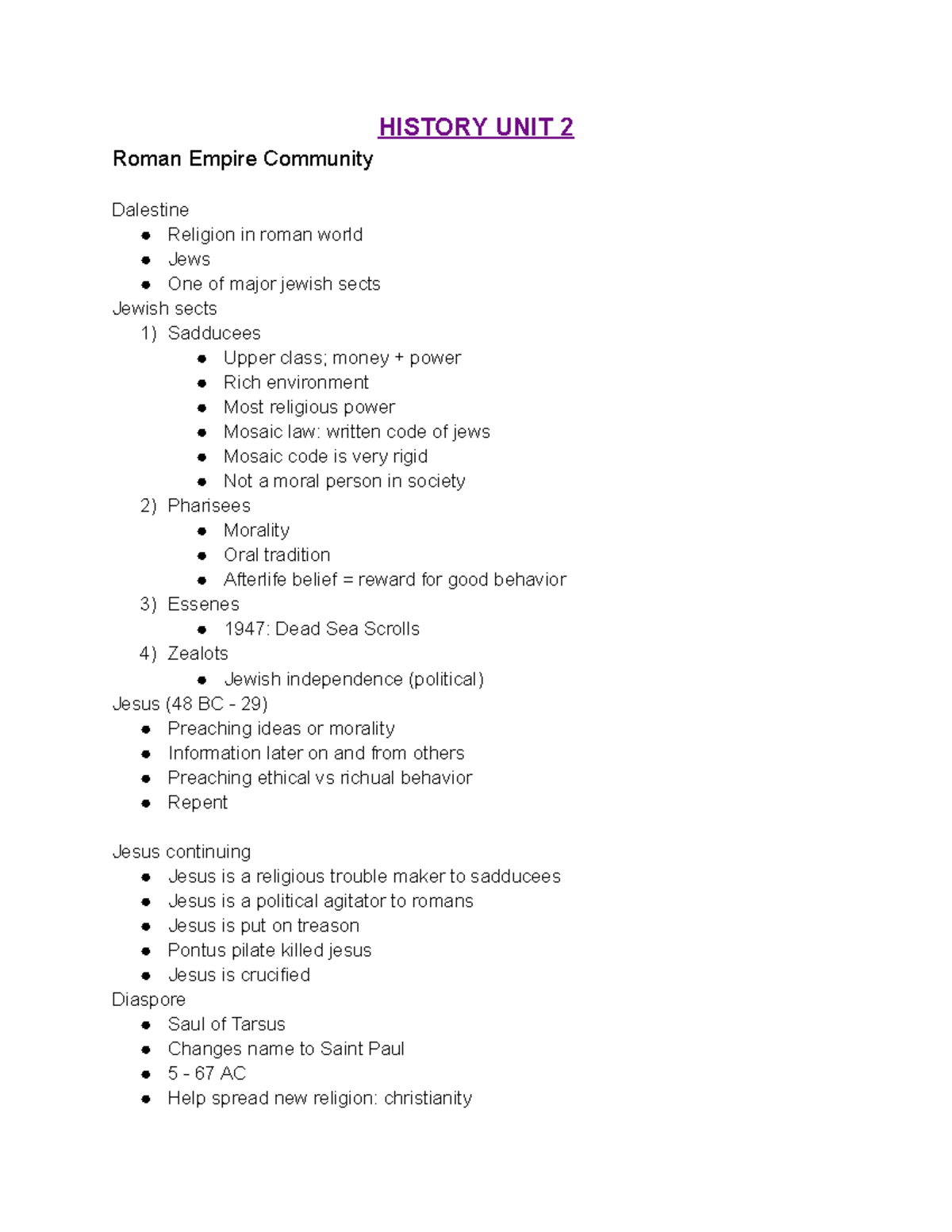 Roman Empire Community Notes - HISTORY UNIT 2 Roman Empire Community ...