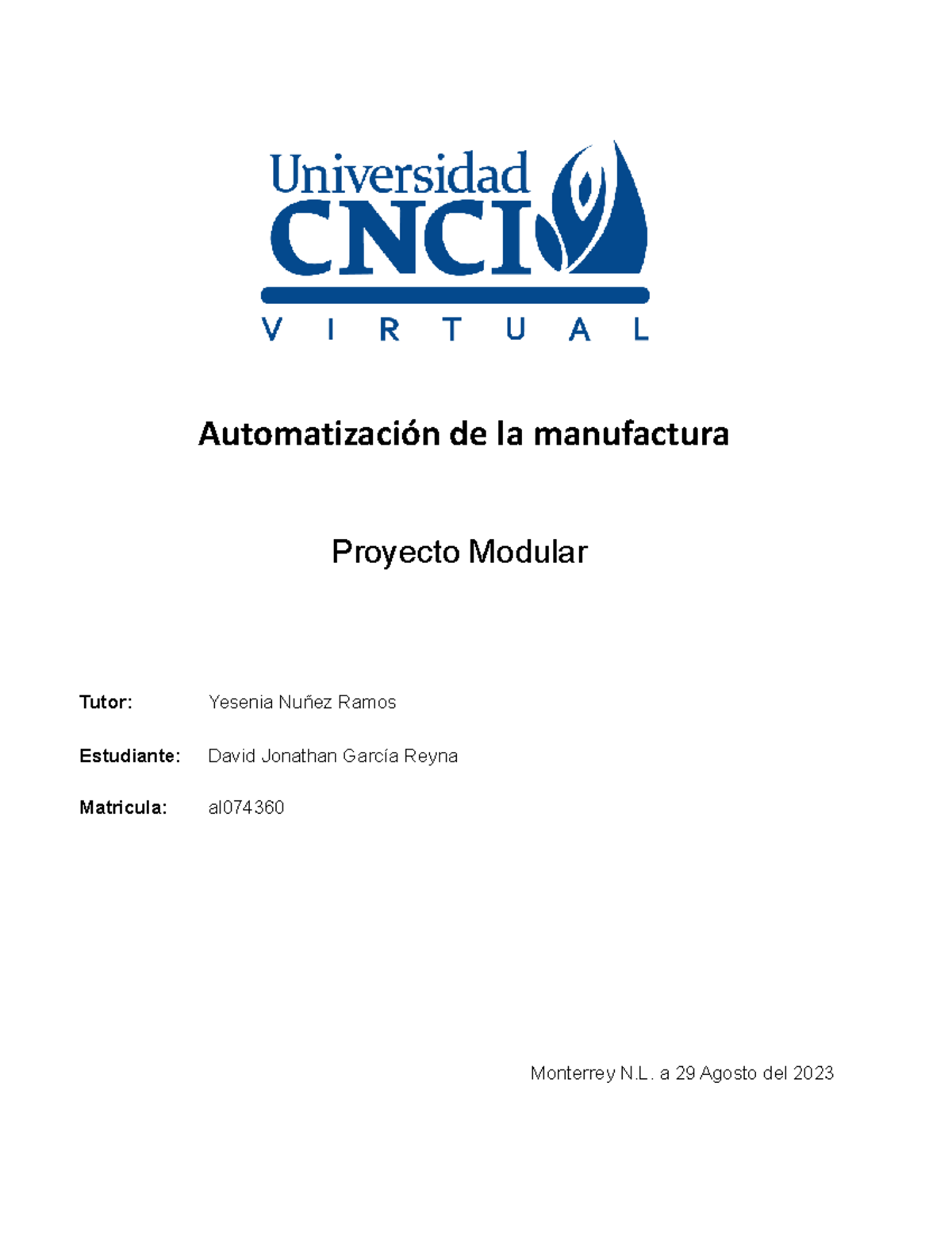 Automatizacion de la manufactura proyecto modular - Automatización de la manufactura Proyecto ...