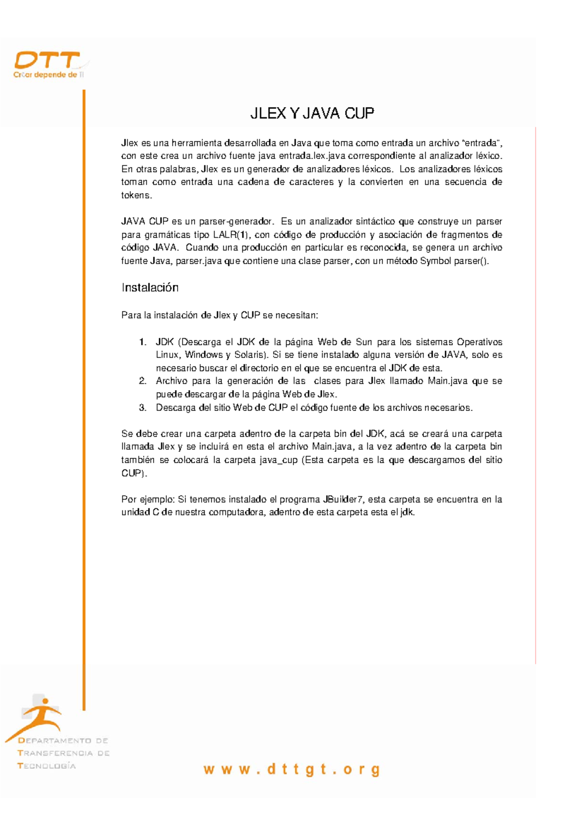 JLex y Java Cup Instalacion y Ejemplo - JLEX Y JAVA CUP Jlex es una ...