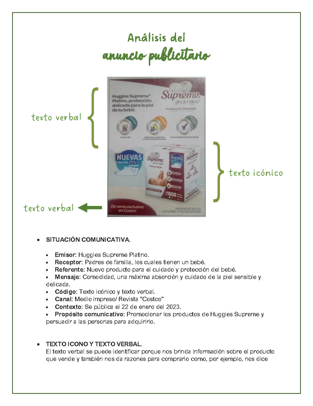 Análisis DE UN Anuncio Publicitario - • SITUACIÓN COMUNICATIVA. Emisor ...