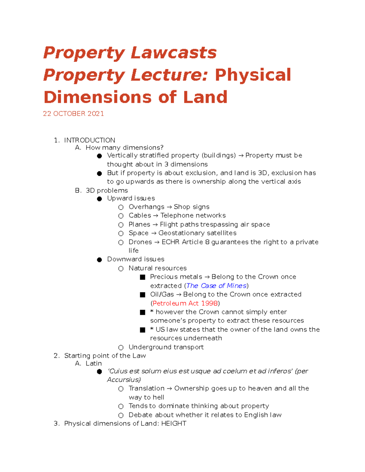 Property Law: Physical Dimensions of Land - Property Lawcasts Property ...