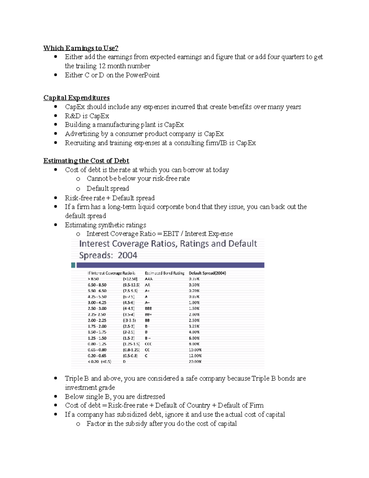 Notes 2-24 - Which Earnings to Use? Either add the earnings from ...