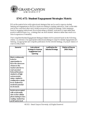 ELA Standards Relfection and Matrix - Dean 1 Dayna Dean ENG- Professor ...