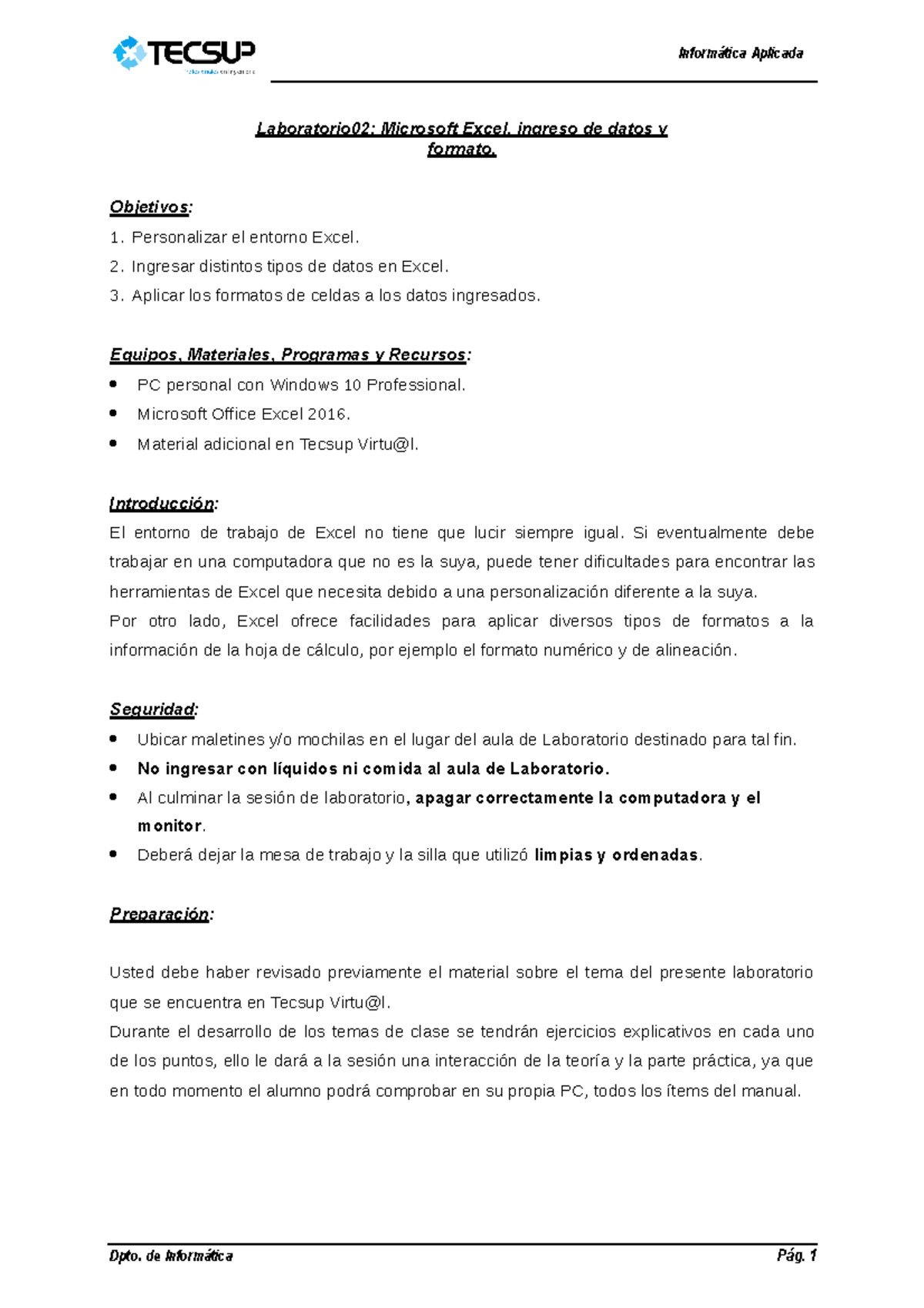 L02 Microsoft Excel, ingreso de datos y formato-1 - Informática ...