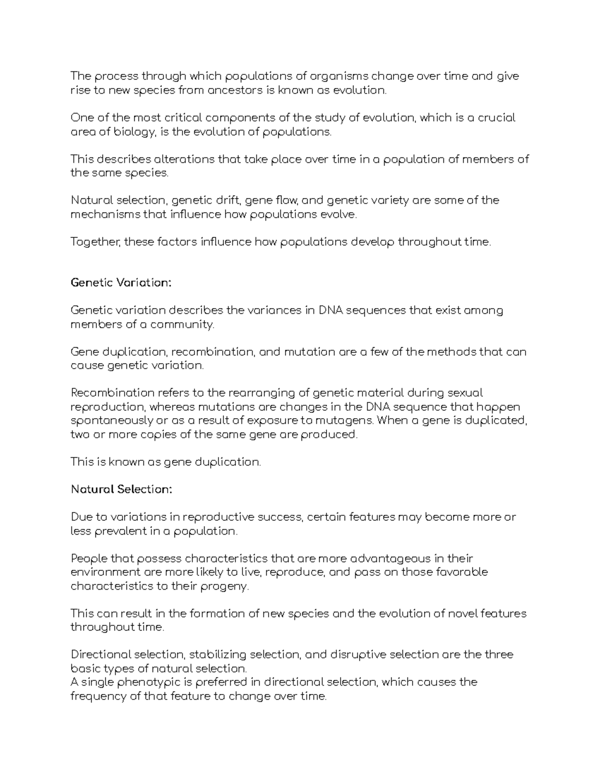 Evolution of Populations - The process through which populations of ...