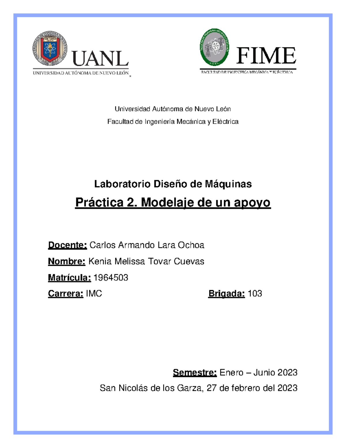 P2 1964503 Kmtc Practica 2 Laboratorio Diseño De Máquinas