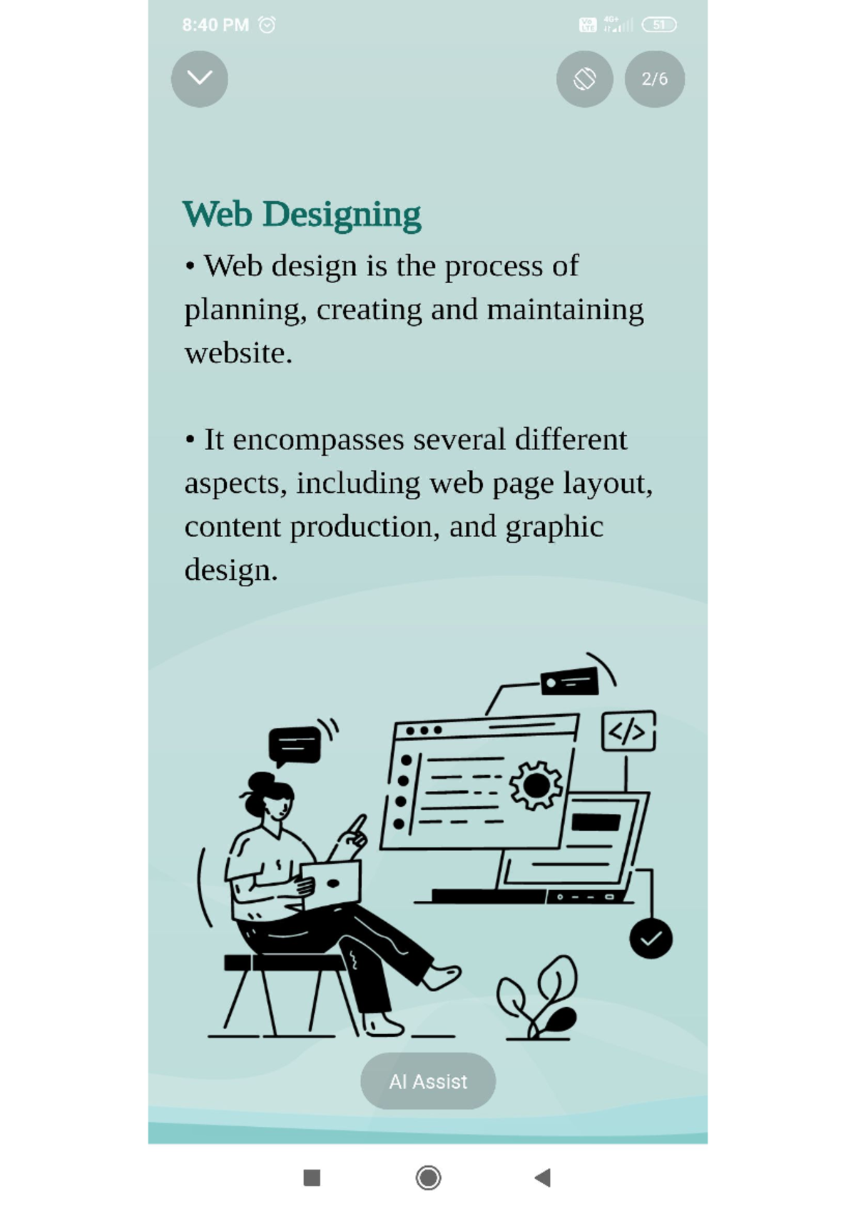 Ca chapter 2 - Computer application in business - 8:40 PM V ill 51 Web Designing Web design is ...