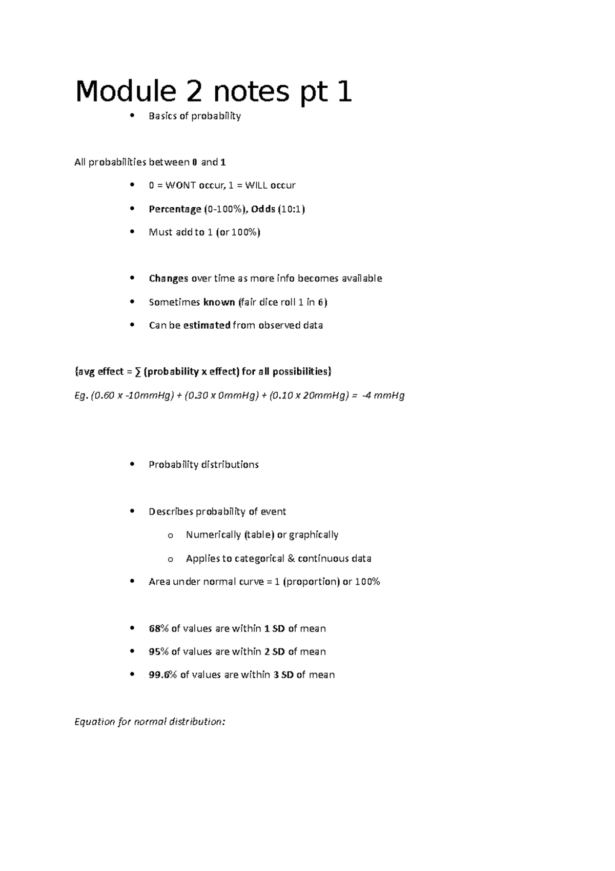 Module 2 notes pt 1 - Module 2 notes pt 1 Basics of probability All ...