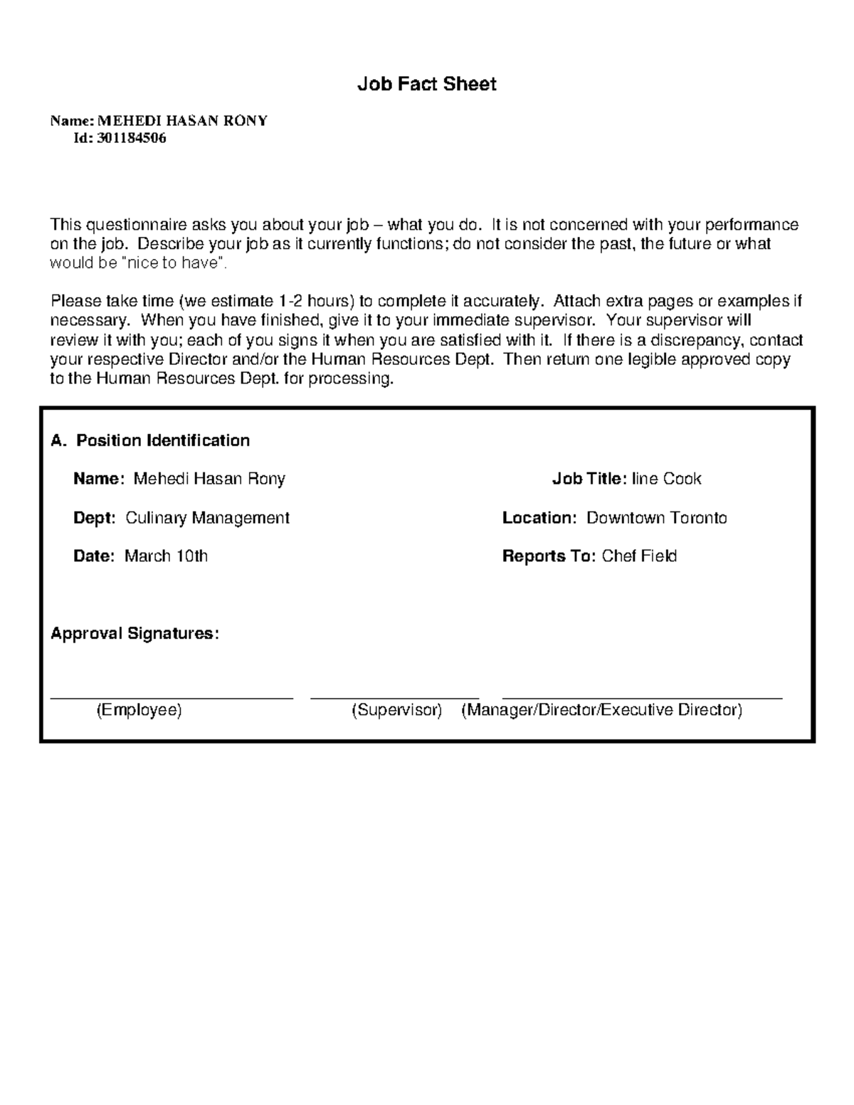 Job Fact Sheet..301184506.. kitchen management - Job Fact Sheet Name ...