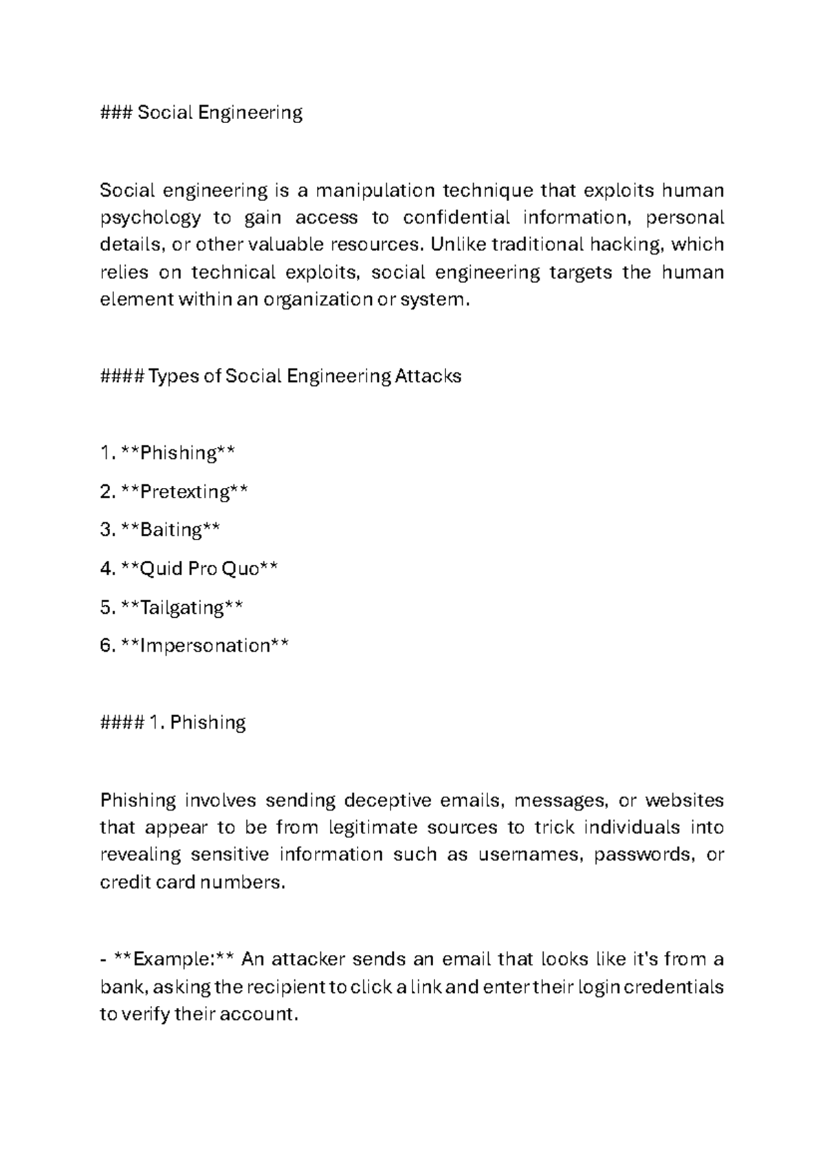 Unit 5 Social Engineering - Social Engineering Social engineering is a ...