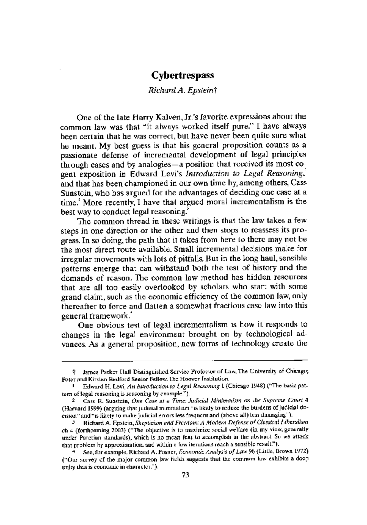 Cybertrespass done by unza - Cybertrespass Richard A. Epsteint One of ...