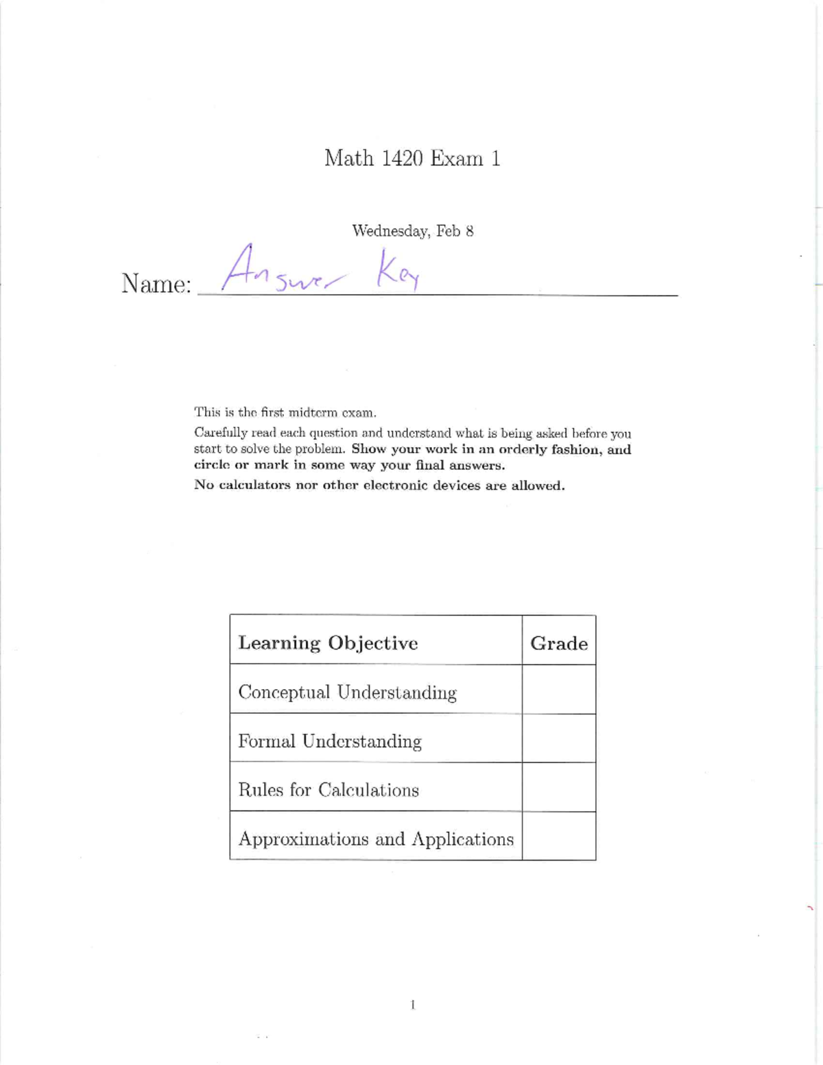 Exam 1 Answers - MATH 1420 - Studocu