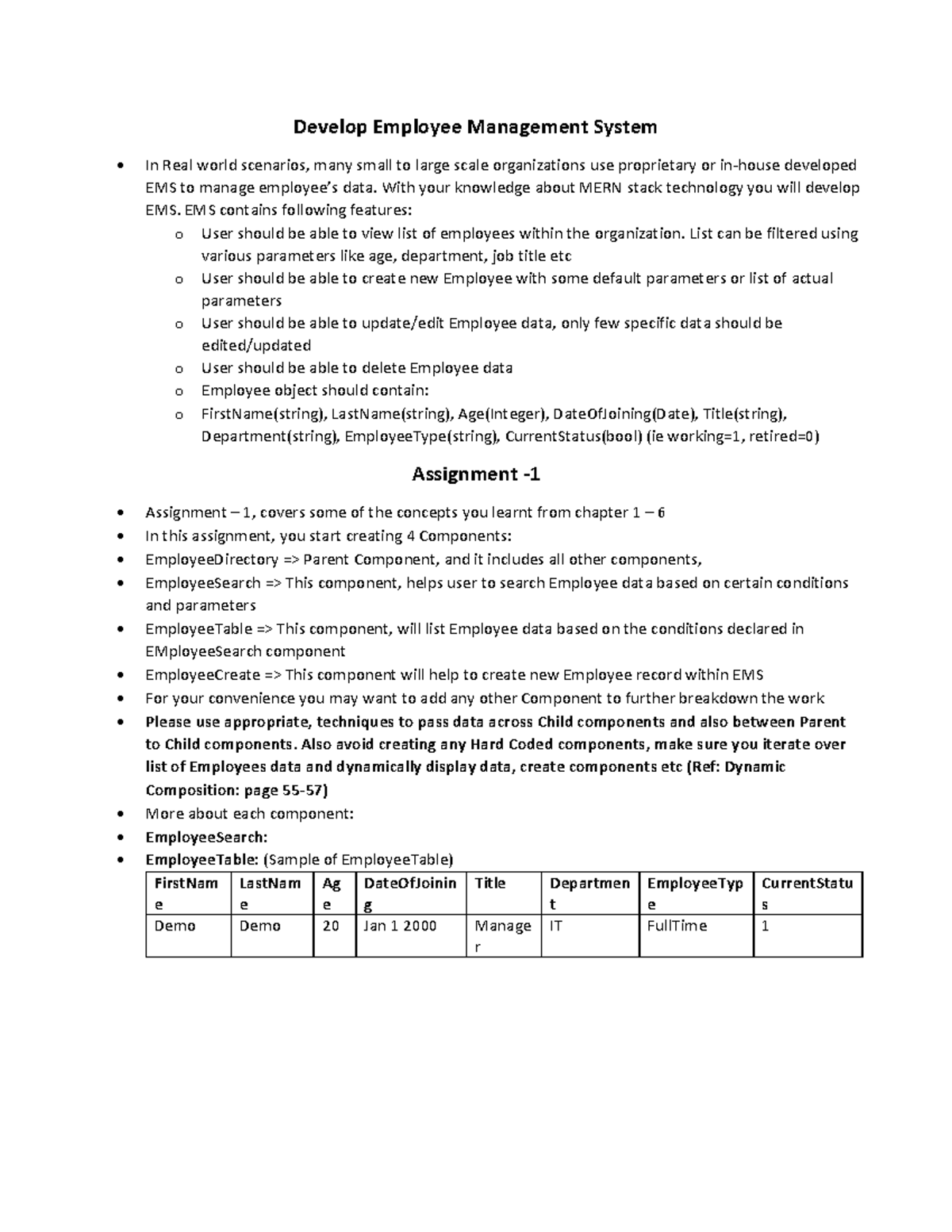Assignment-1 - Hotel and front office assignment - Develop Employee ...