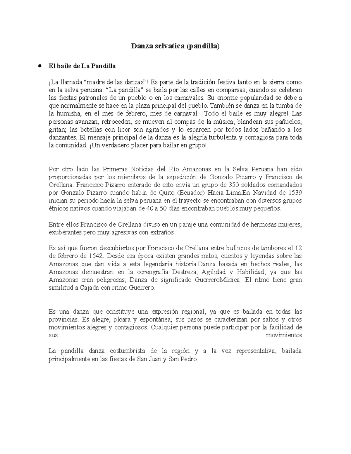 Mono danza - RESÚMENES - Danza selvatica (pandilla) El baile de La ...