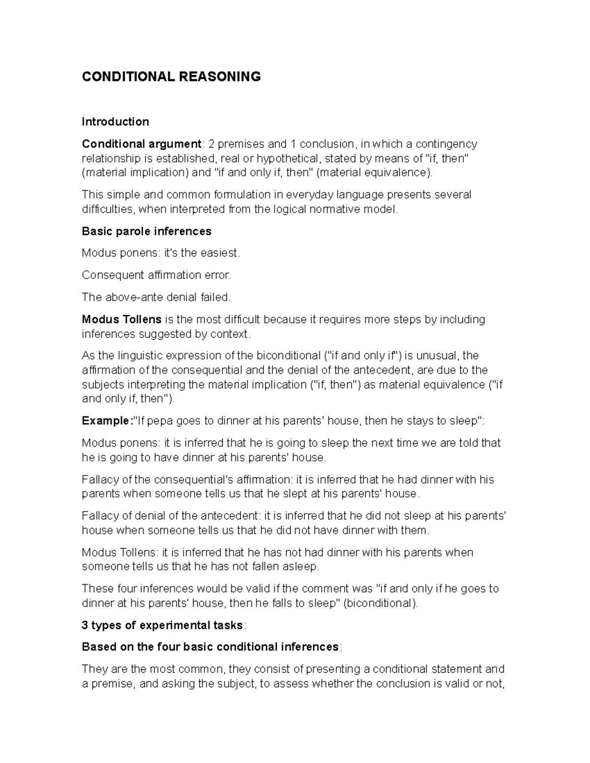 Conditional Reasoning Conditional Reasoning Introduction Conditional Argument 2 Premises And